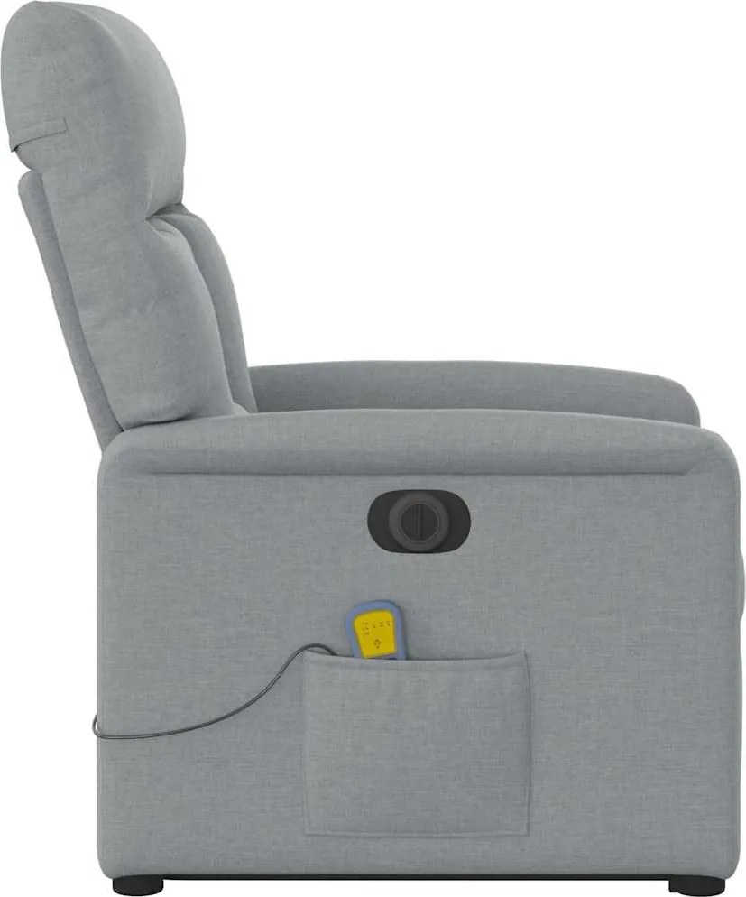 Elektrické zvedací masážní polohovací křeslo světle šedé textil 3303062
