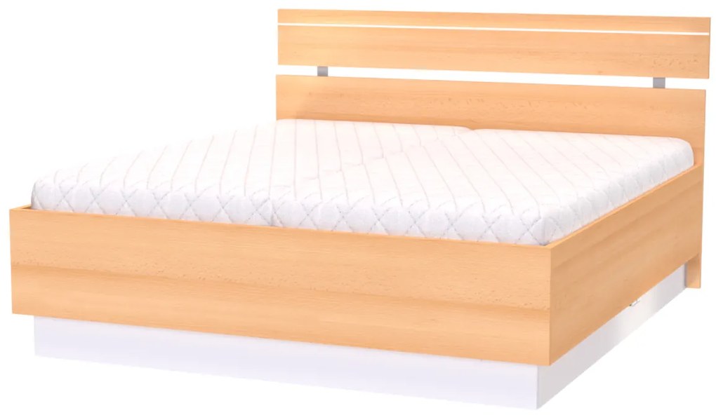 Nábytek Mikulík Dvoulůžková postel SMART L s úložným prostorem a LED, 180×200 cm Dekor: Jasan šedý