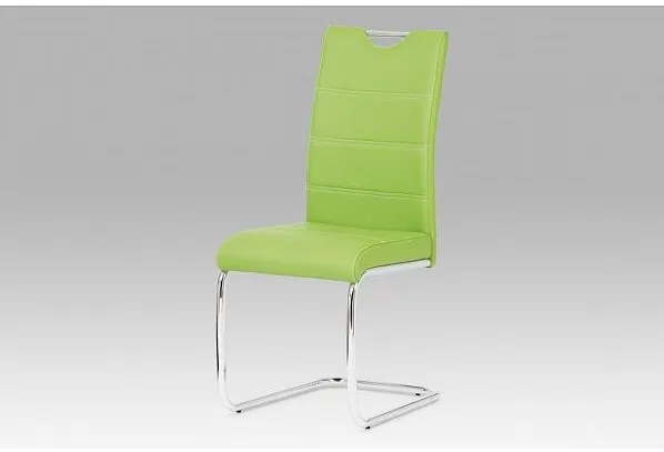 Jídelní židle, chrom / koženka zelená