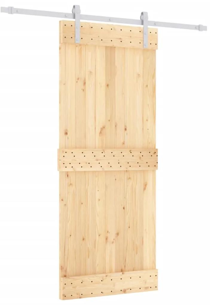Posuvné dveře s kováním 85 x 210 cm masivní borové dřevo,  3203010