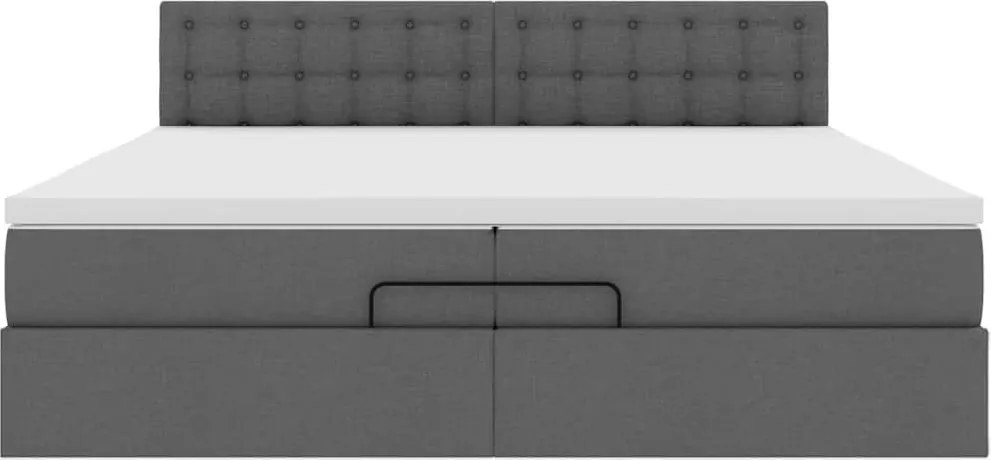Osmanský rám postele s matrací tmavě šedá 200x200 cm textil 3311651