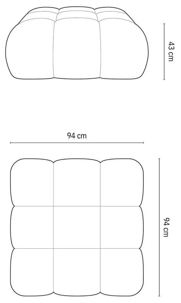 MUZZA Puf Bella samet šedý