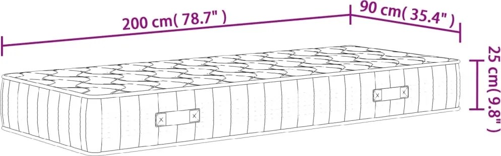vidaXL Taštičková pružinová matrace středně tvrdá 90 x 200 cm [372827]