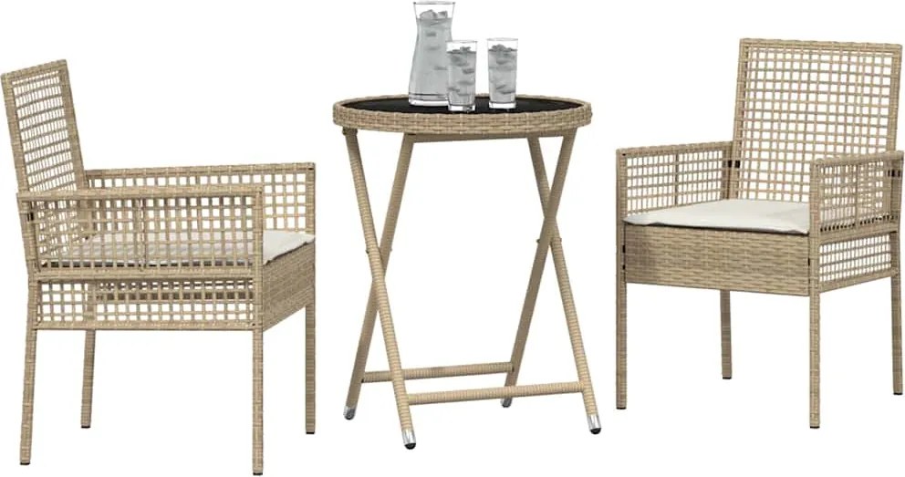 Zahradní bistro set 3 ks Béžová polyratan 3334966