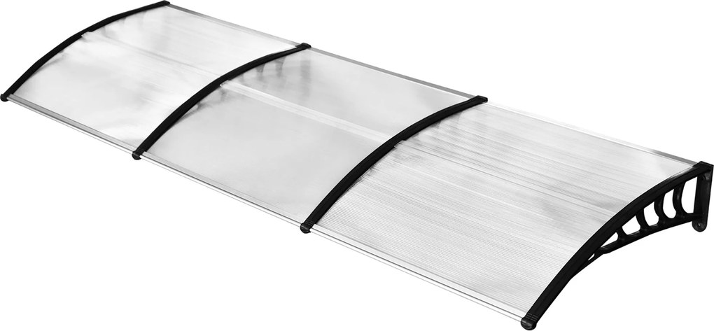 Stínidlo nad dveřmi Outsunny 90 x 295 cm, zakřivené stínidlo s UV ochranou, sluneční clona nad předními dveřmi vyrobená z polykarbonátu, ochrana proti