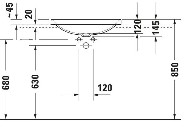 Duravit 358600079 - Zápustné umyvadlo D-NEO 60x44 cm keramika/lesklá bílá