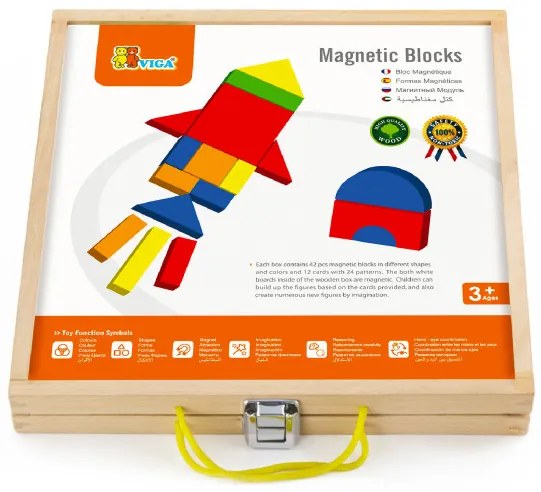 Dřevěná magnetická skládačka Viga 59687 42 dílů