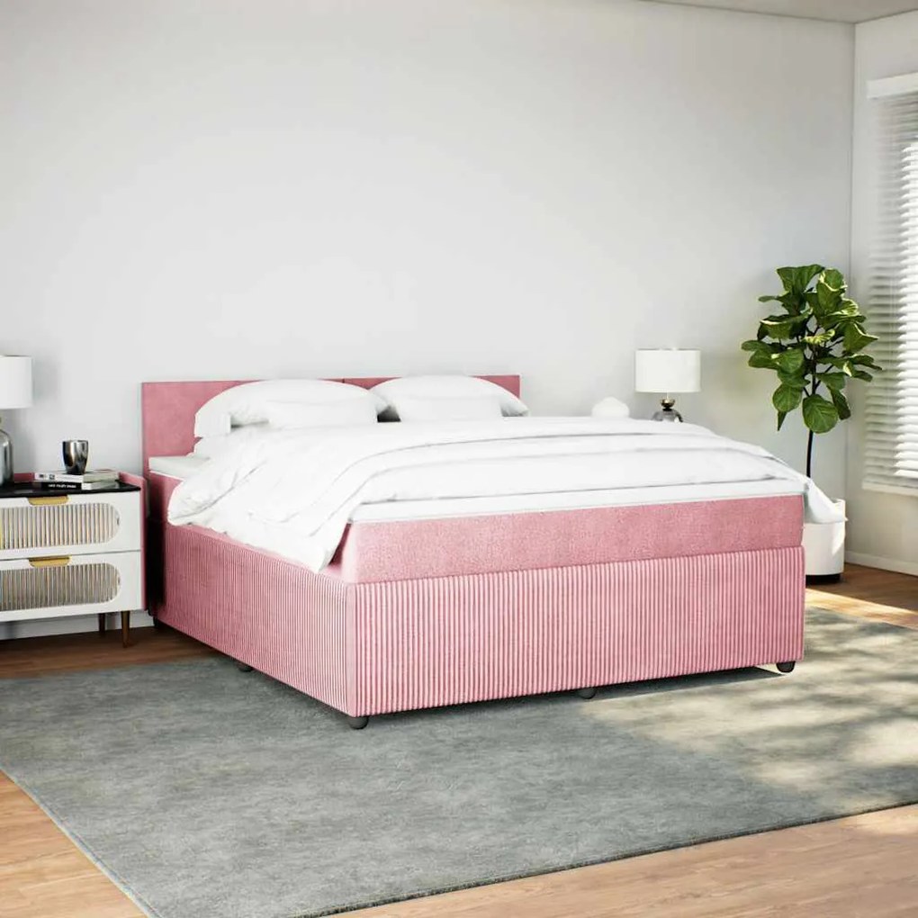 Box spring postel s matrací růžová 180x200 cm samet 3290105