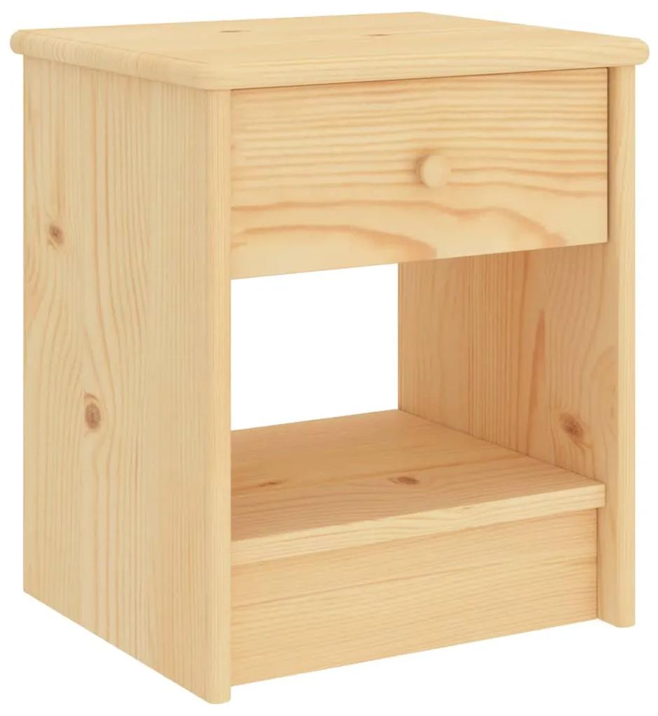 Noční stolek světlé dřevo 35 x 30 x 40 cm masivní borovice - Default Title