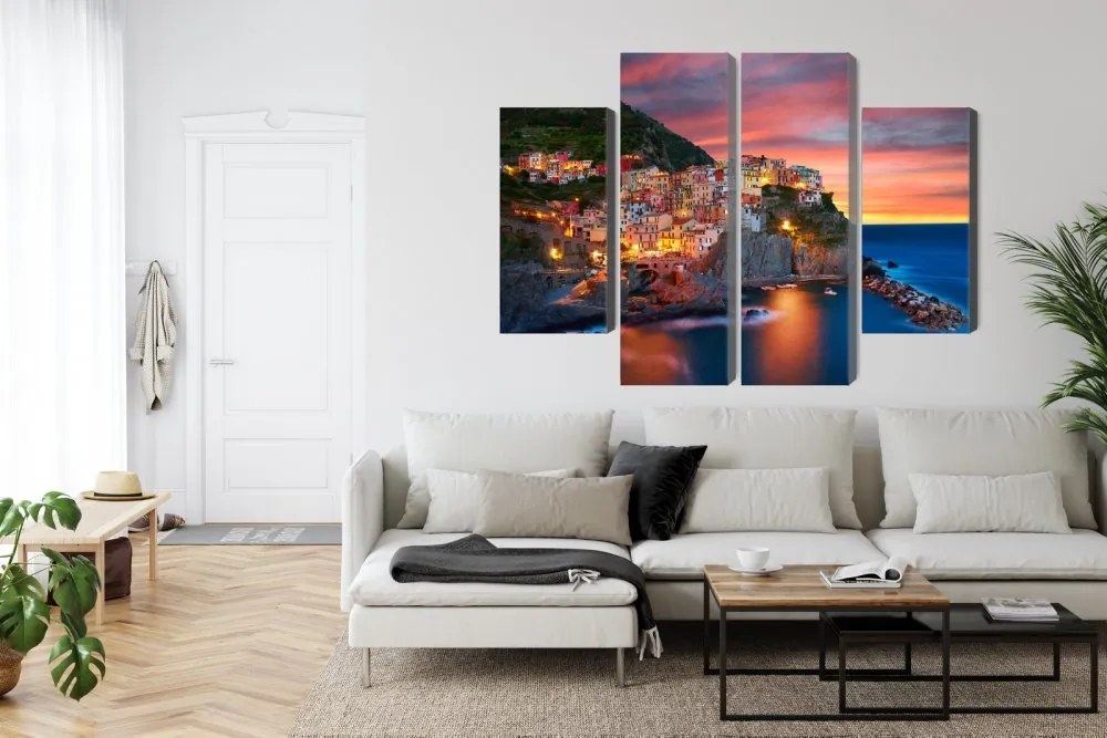 Vícedílný obraz Město Manarola V Itálii Nedostatek Nedostatek Přírodní plátno 200x150