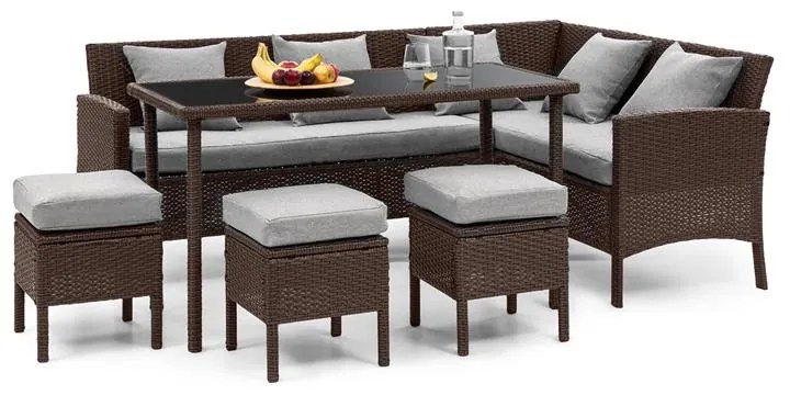 Titania Dining Lounge set zahradní sedací souprava, hnědá / světle šedá