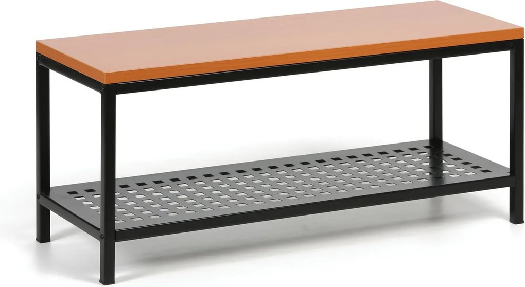 Šatní lavice s plechovým botníkem, 1000x360x439 mm, třešeň