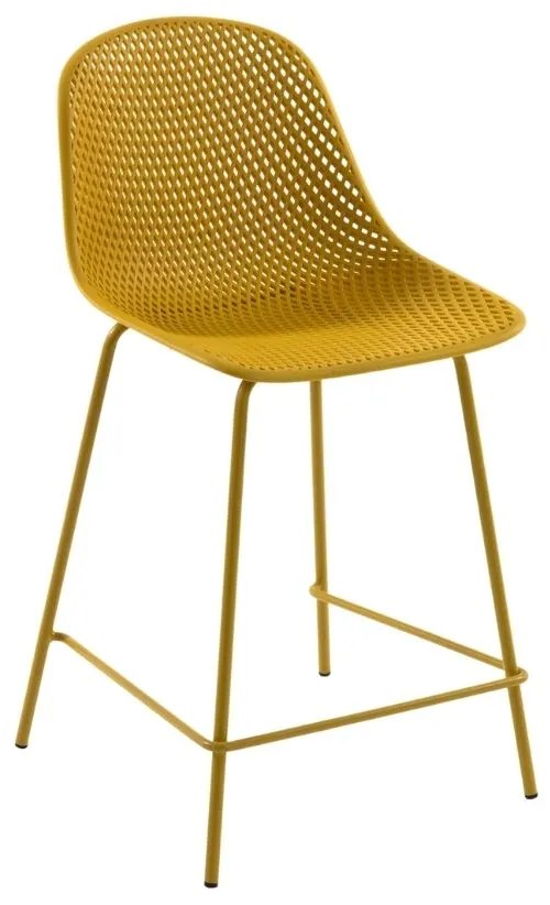 Kave Home Žlutá plastová barová židle LaForma Quinby 65 cm
