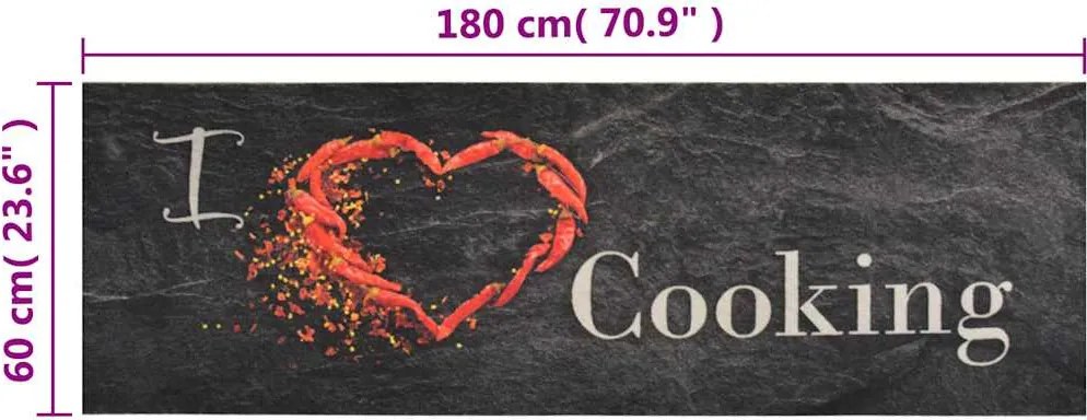 Kuchyňský koberec omyvatelný Vaření černý 60 x 180 cm samet 136550