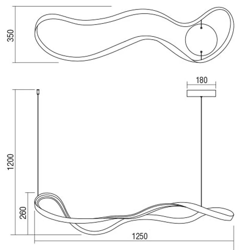 Redo 01-2092 závěsné LED stmívatelné svítidlo Nubo pískově černé, 43W, 4000K, 125cm