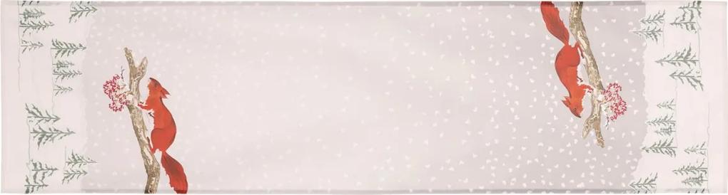 Autronic Běhoun s vánočním motivem, zasněžená krajina s veverkou, 40x150 cm. UBR074-2