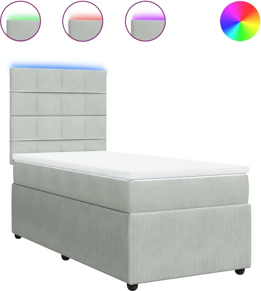 Box spring postel s matrací světle šedá 90x200 cm samet 3294538