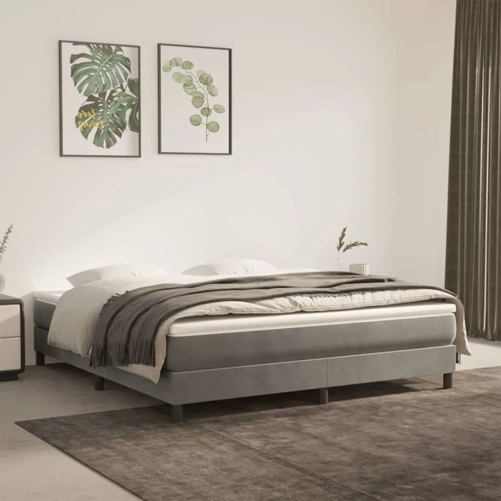 Box spring postel s matrací světle šedá 160x200 cm samet 3144339