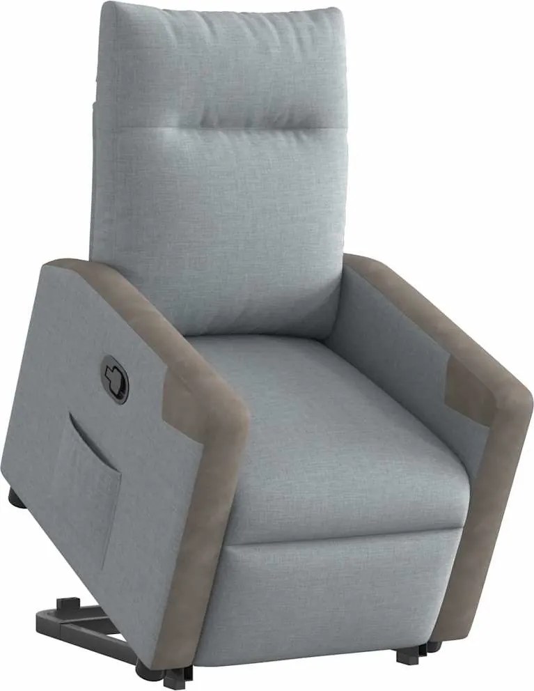 Zvedací polohovací křeslo světle šedé textil 3324090