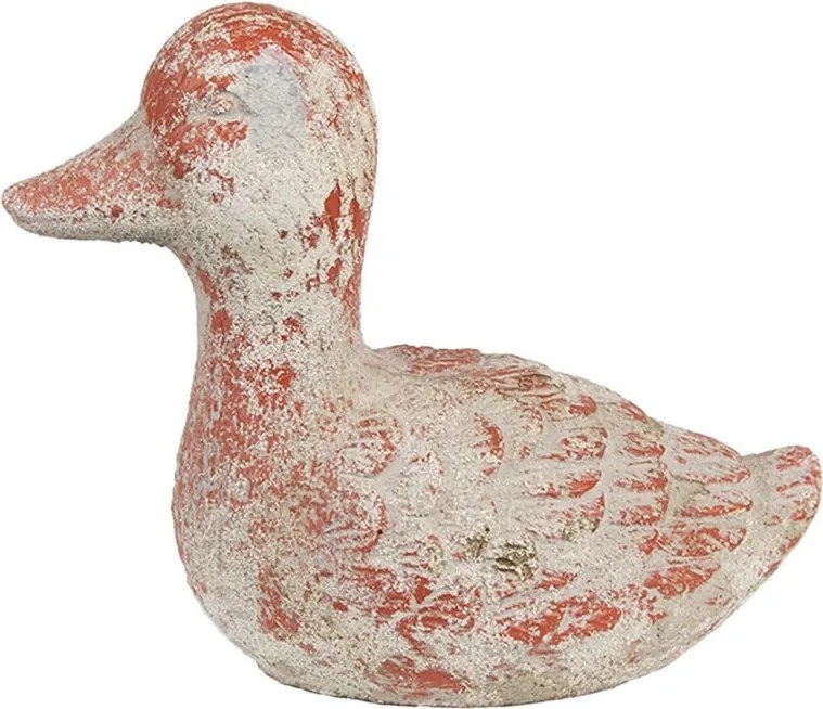 Cihlovo-šedá antik cementová dekorace kačenka Brocante - 15*8*12 cm