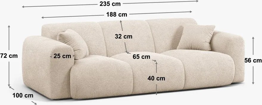 Khaki sametová pohovka 235 cm Molino – Micadoni