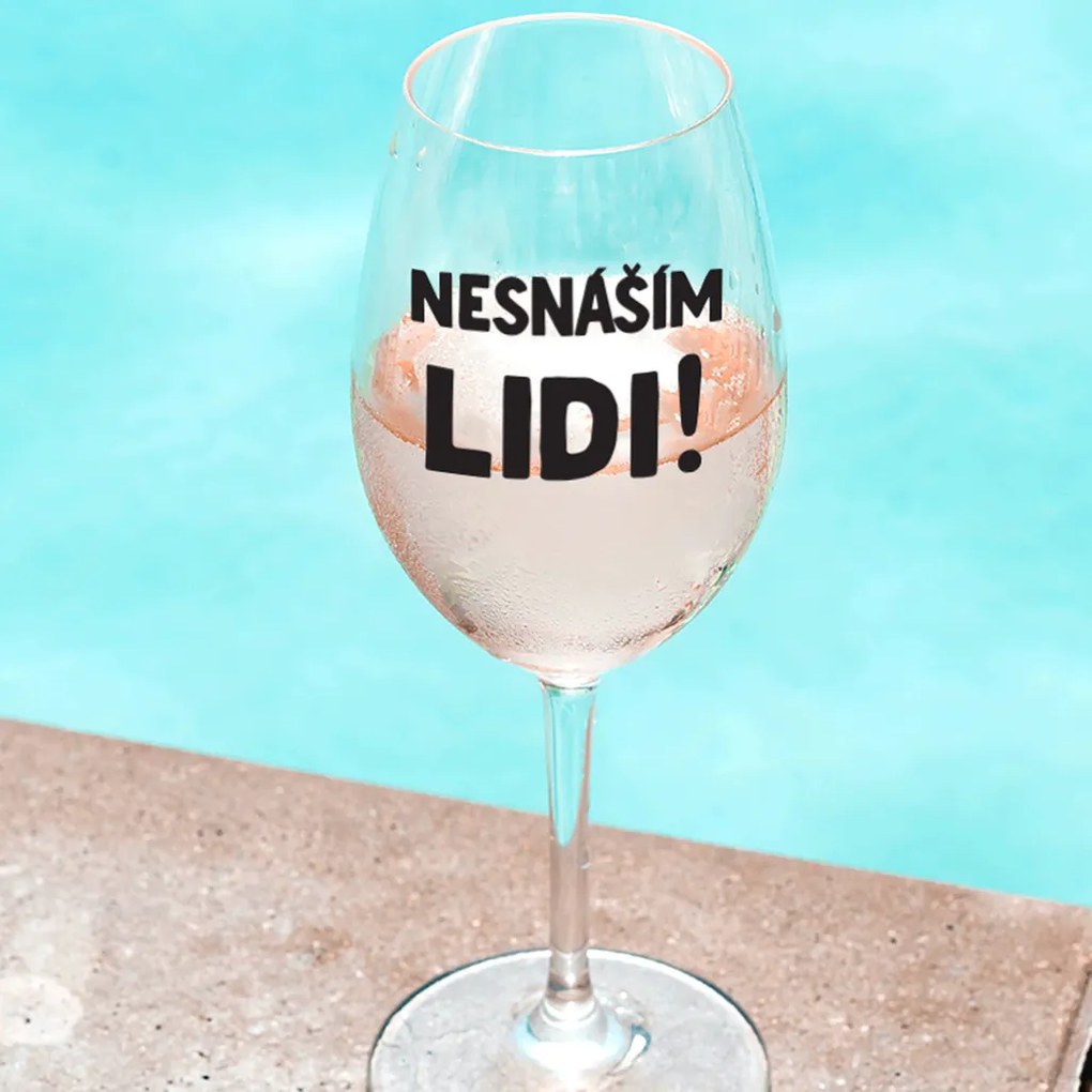 Ahome CZ Čirá sklenice na víno 450ml - Nesnáším lidi