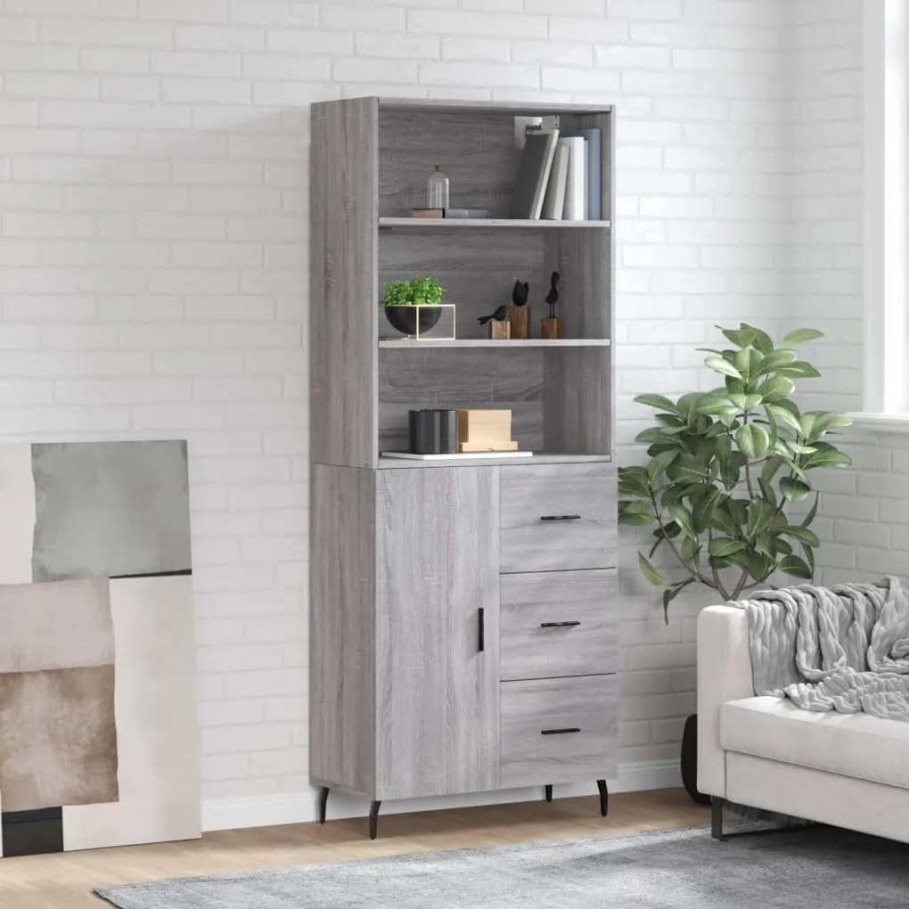 Skříň highboard šedá sonoma 69,5 x 34 x 180 cm kompozitní dřevo 3189467
