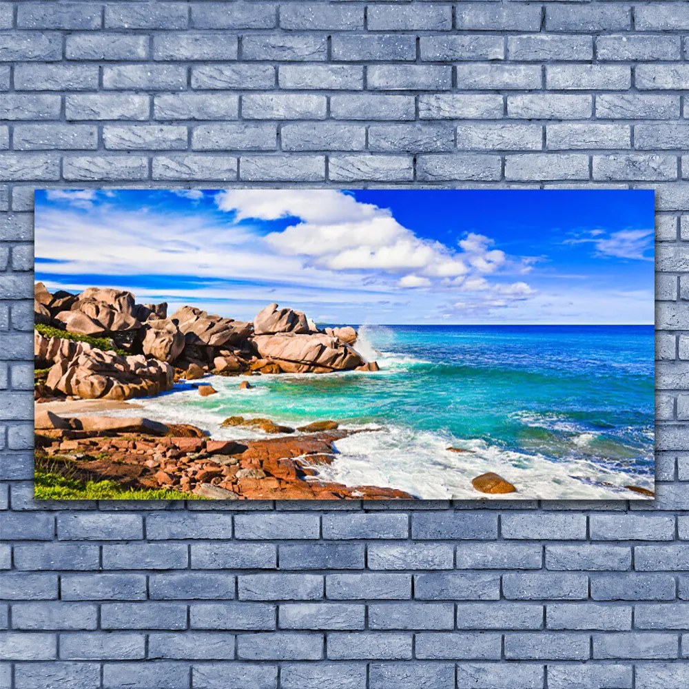 akrylový obraz Pláž Skály Moře Krajina 120x60 cm