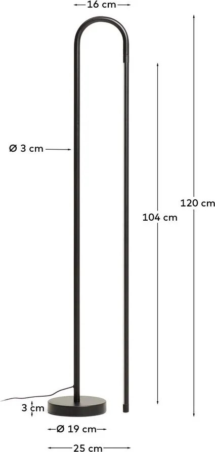 Černá LED stojací lampa (výška 120 cm) Bow – Kave Home