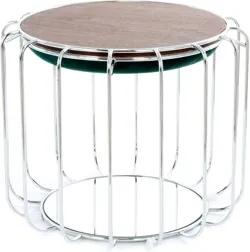 Odkládací stolek / Pouf Comfortable 110 tmavě zelená / stříbrná