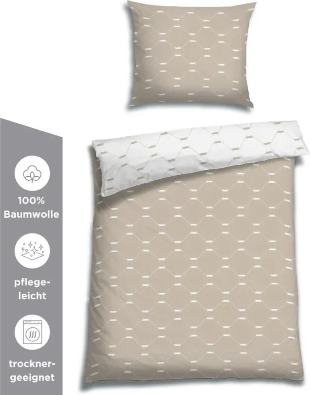Florella Povlečení Renforcé Bonia Beige Rozměr: 70x90 + 140x200 cm