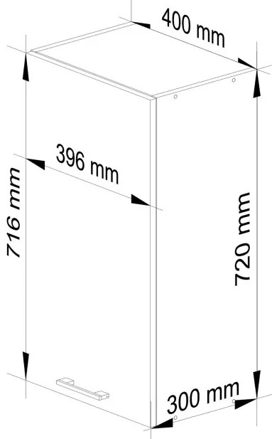 Horní kuchyňská skříňka OLIWIA W 40 H720 bílá / grafitová, lesk