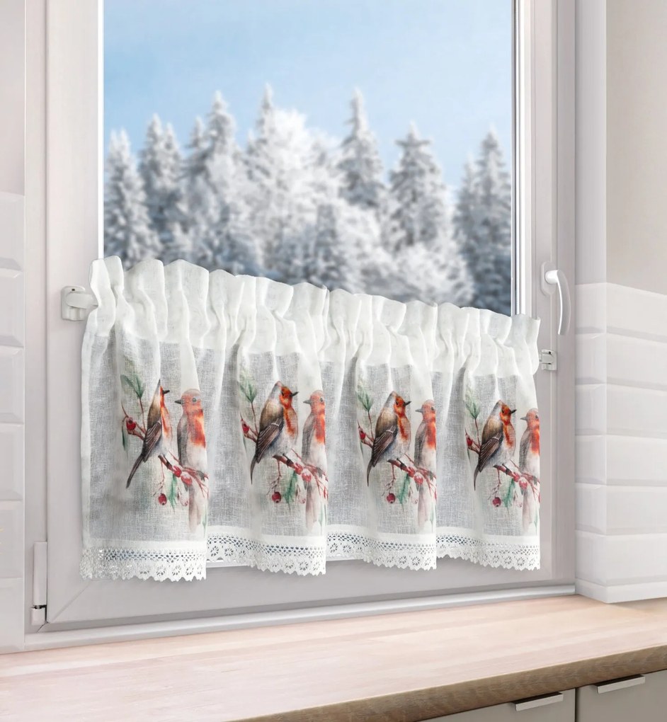 KRÁTKÁ VÁNOČNÍ ZÁCLONA NA PÁSCE XMAS10 150X30 CM VZOROVANÁ