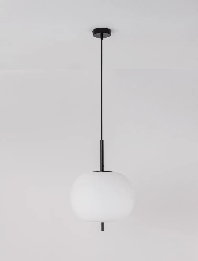 Bílé/černé skleněné závěsné svítidlo ø 30 cm Lato – Nova Luce