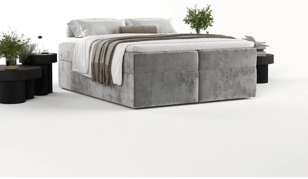 Šedá boxspring postel s úložným prostorem 160x200 cm Yoko – Maison de Rêve