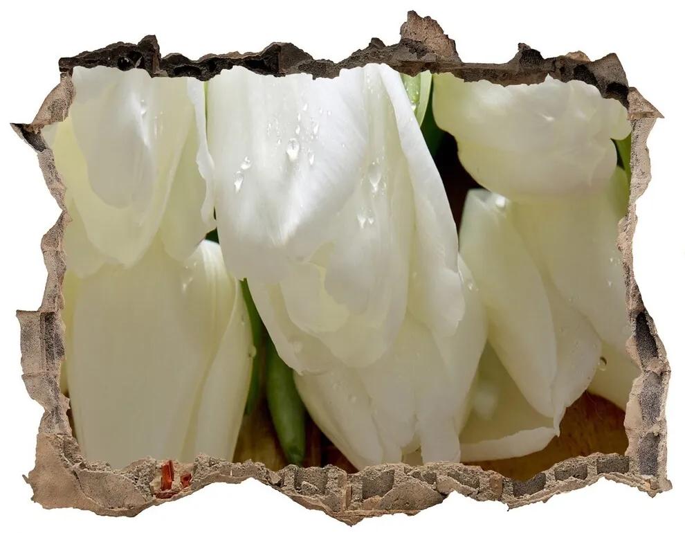 Wallmuralia Samolepící nálepka fototapeta Bílé tulipány 95x64 cm