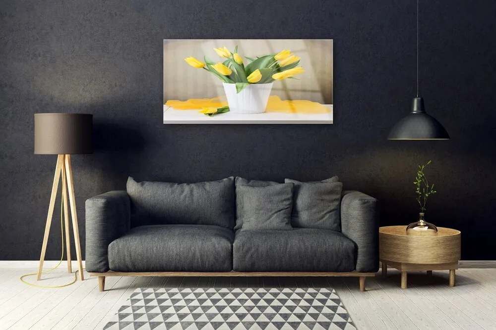 Obraz na skle Tulipány Květiny Rostlina 100x50 cm