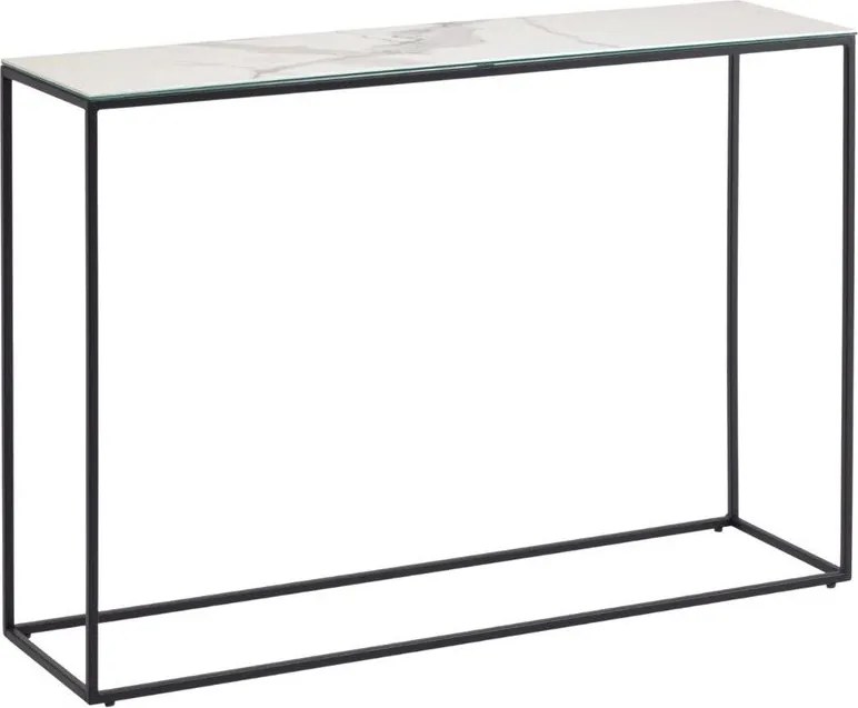 Černobílý konzolový stolek s keramickou deskou 30x110 cm Rewena – Kave Home