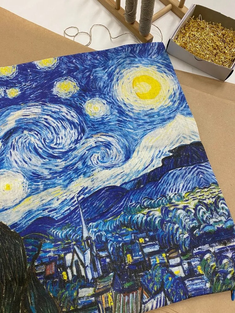 Lenbutik Povlak na polštář 45x45 cm Vincent Van Gogh Hvezdná noc /Starry night