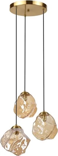 Lustr na lanku CRISTAL 3xE14/15W/230V mosaz/kouřová béžová