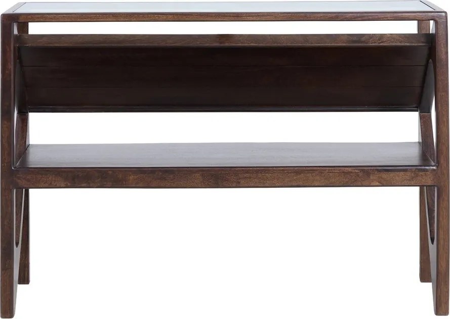 Konzolový stolek se skleněnou deskou v tmavě přírodní barvě 41x119 cm Yuki – Light & Living