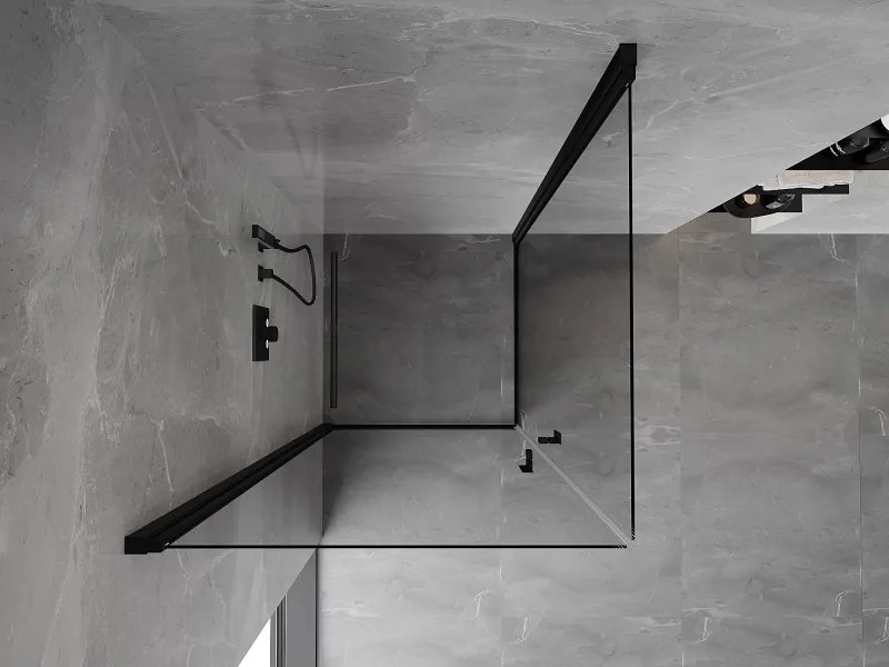 Mexen Mist-B Duo, 2-křídlý výklopný sprchový kout 80 x 80 cm, čiré sklo, černý profil, 8A2-080-080-70-00