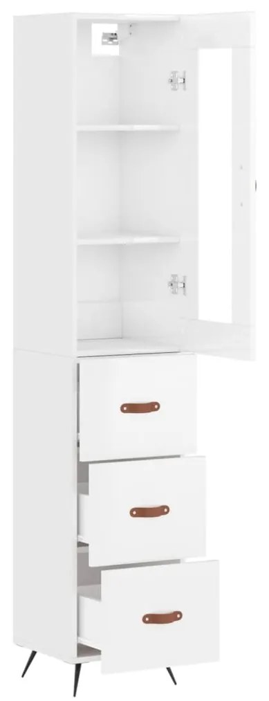 Skříň highboard bílá s vysokým leskem 34,5x34x180 cm kompozit,  3199211