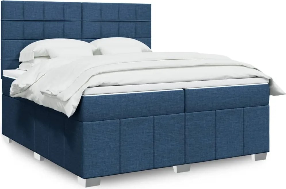 Box spring postel s matrací modrá 200x200 cm textil 3291781