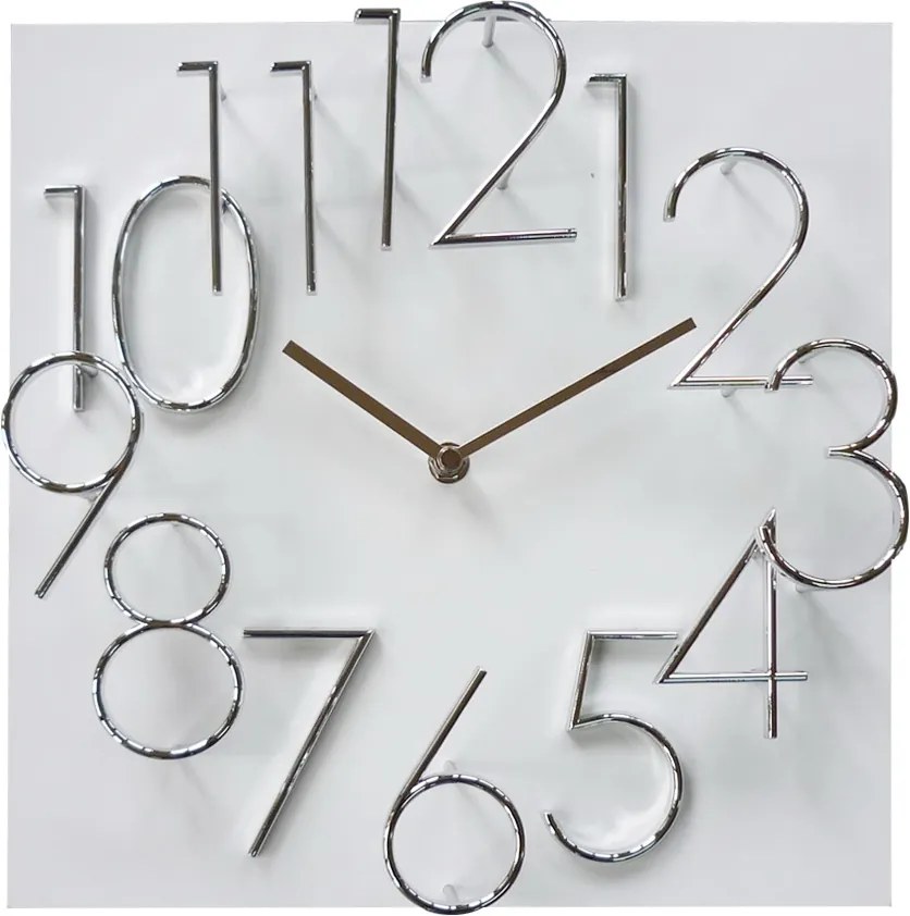 Hranaté desginové hodiny JVD HB24.5 s kovovými číslicemi (vystouplá čísla)