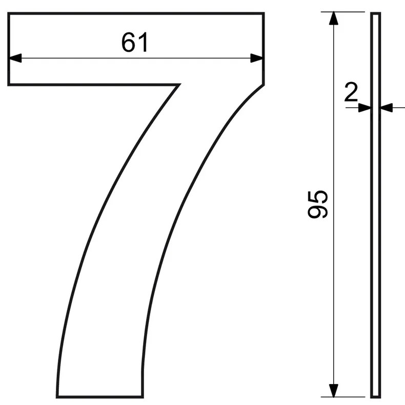 Domovní číslo "7", RN.95L, černá