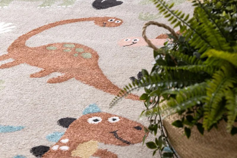 Dywany Łuszczów, Dětský kusový koberec Fun Dino beige, 280x370, vícebarevná, dětský pokoj