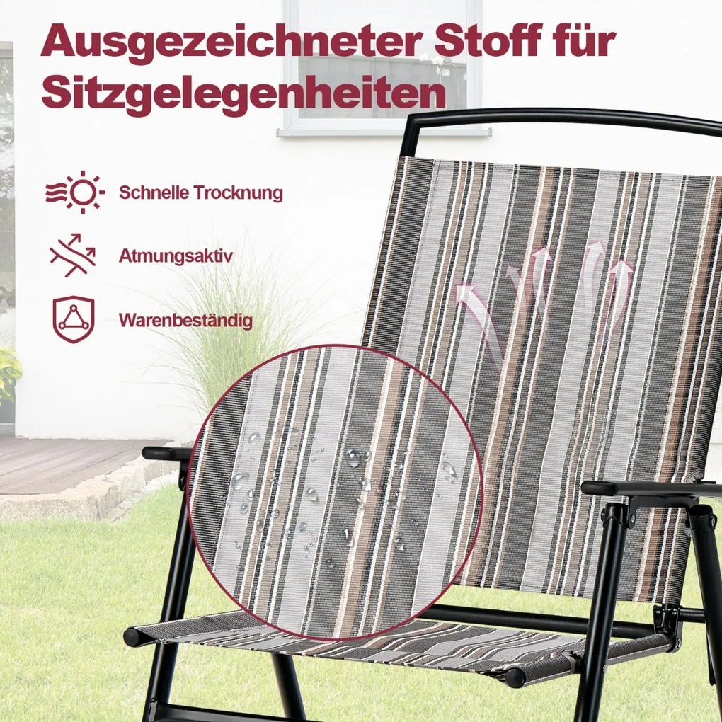 Costway Sada 2 zahradních židlí skládací židle s područkami – 51 × 61,5 × 92 cm