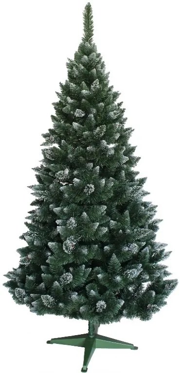 Umělý vánoční stromeček Borovice zasněžená se šiškami 220 cm + DÁREK 8 ks vánočních koulí ZDARMA