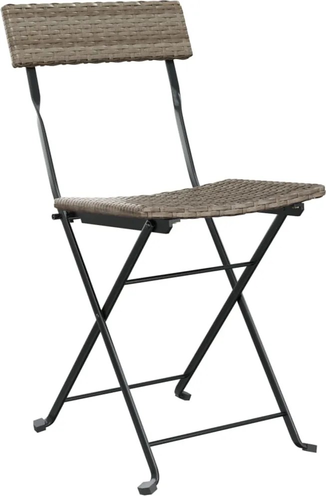 3dílný skládací bistro set šedý polyratan 319991